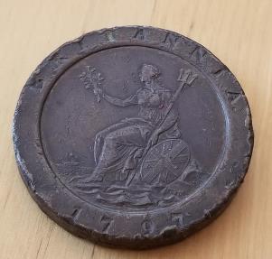 Large 1797 2 Pence copper coin - dings | European Coins