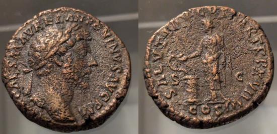 Marcus Aurelius, AE As, Salus | Roman Imperial Coins