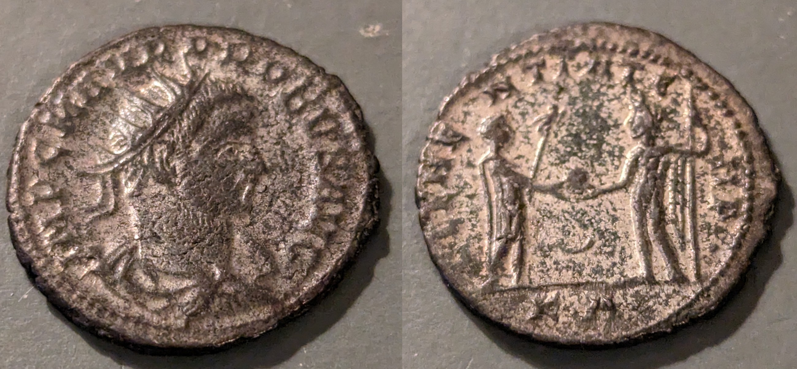 Probus, 276-282 AD, muted silvering . CLEMENTIA TEMP