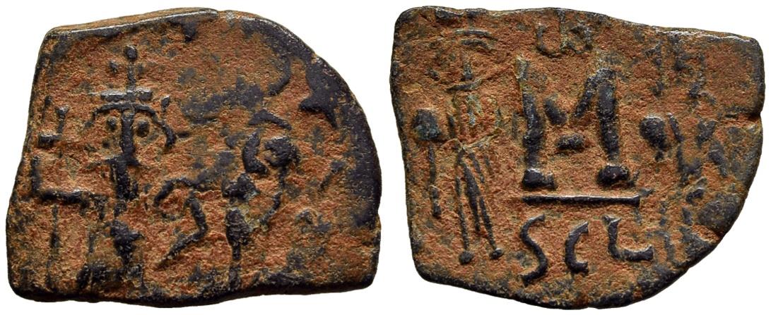 Byzantine Empire Constans II and Constantine IV 654-668 AD Follis Syracuse