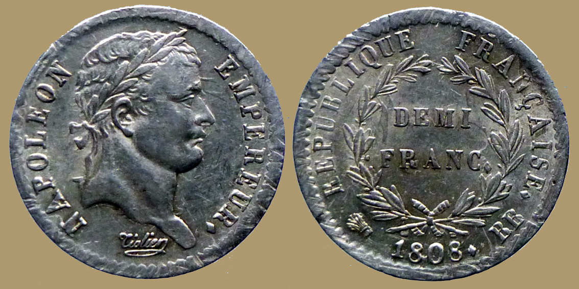 Napoleon I - Demi Franc - 1808 BB (Strasbourg) | European Coins