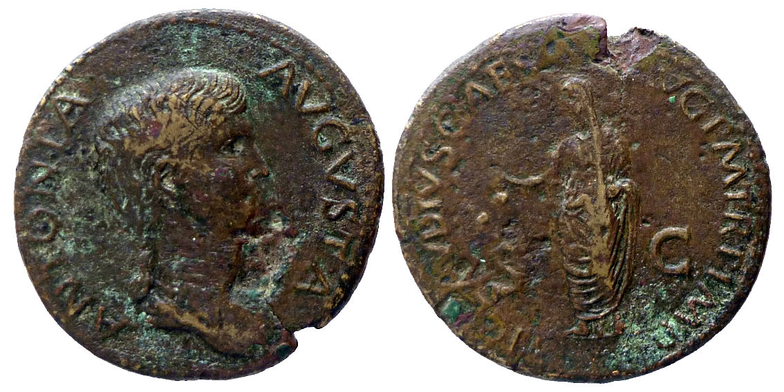 Antonia Minor - AE Dupondius - TI CLAVDIVS CAESAR AVG P M TR P IMP ...