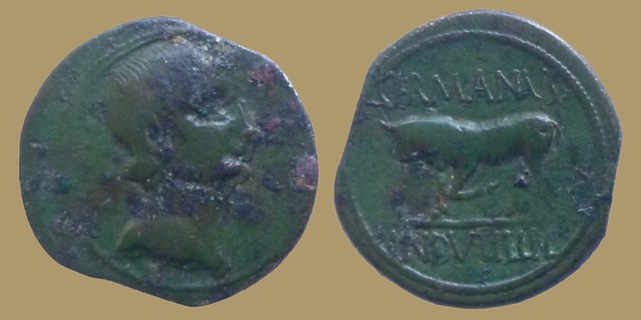Gaul, Uncertain mint. Augustus. 27 B.C.-A.D. 14 Æ. Ca. 10 B.C. Germanus ...