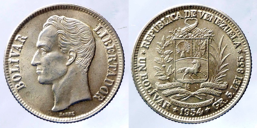 Venezuela - 1 Bolivar 1954 | South American Coins