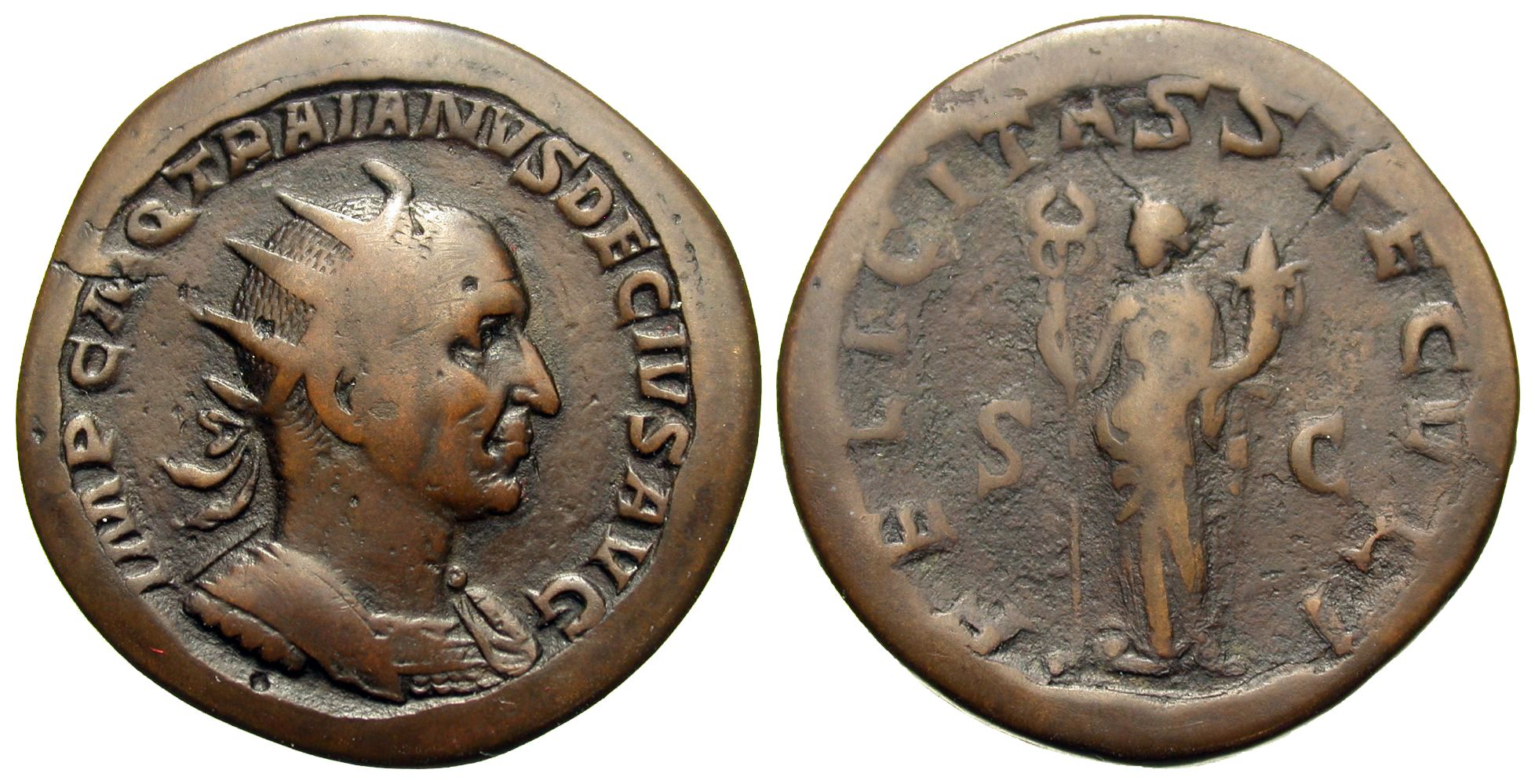Trajan Decius. Æ Double Sestertius. Felicitas. | Roman Imperial Coins