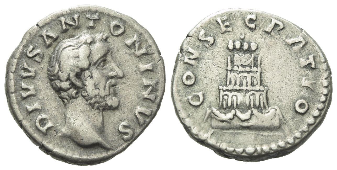 Divus Antoninus Pius. AR Denarius. Funeral Pyre. | Roman Imperial Coins