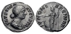 Diva Faustina Senior. AR Denarius. Hexastyle Temple. | Roman Imperial Coins