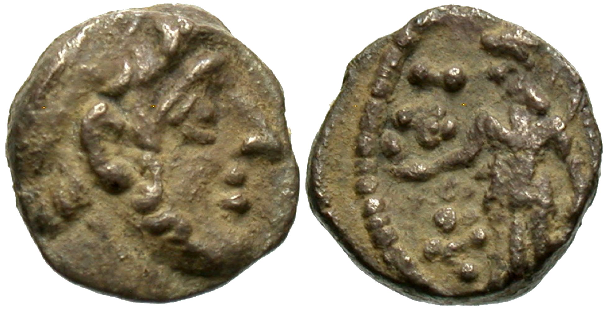 Seleukid Kingdom. Antiochos IX Philopater. AR Obol. VERY RARE.