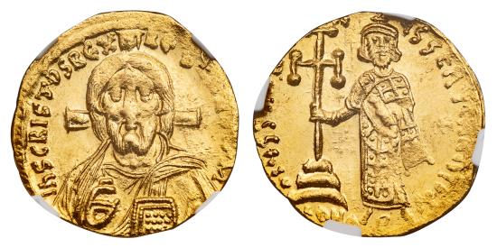 Byzantine Empire. Justinian II. Gold Solidus. First Reign. Bust Of Christ.