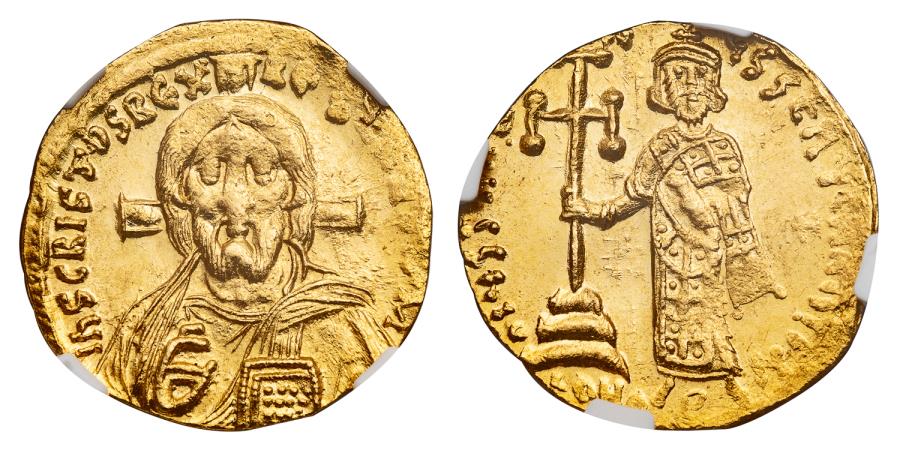 Byzantine Empire. Justinian II. Gold Solidus. First Reign. Bust Of Christ.