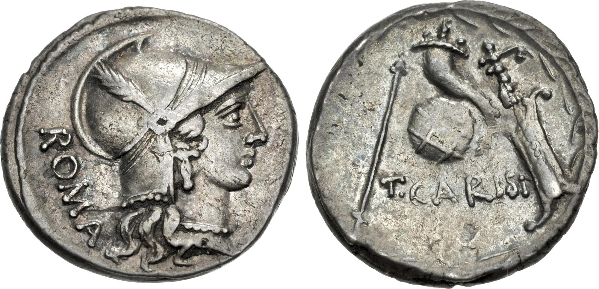 Roman Imperatorial. T. Carisius. AR Denarius. Spink, 1930. | Roman ...