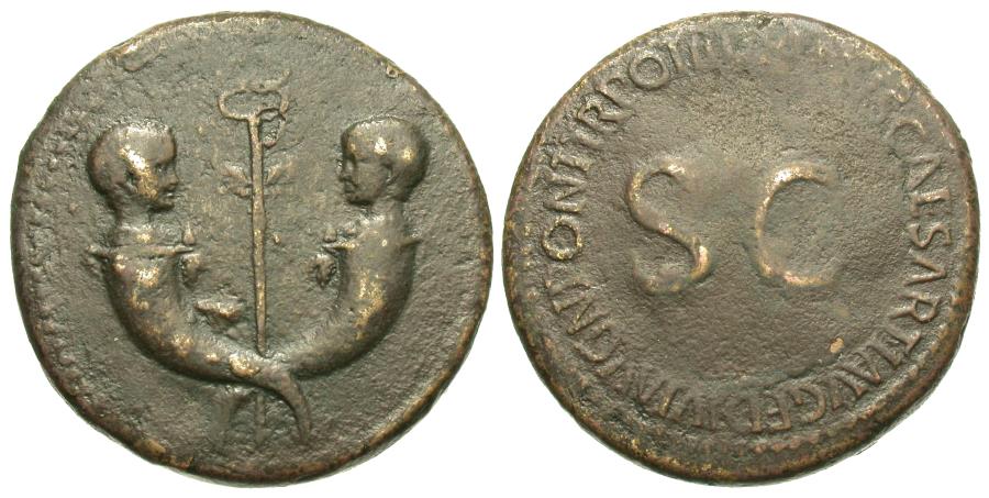 Drusus. Æ Sestertius. Tiberius Gemellus & Germanicus Gemellus.