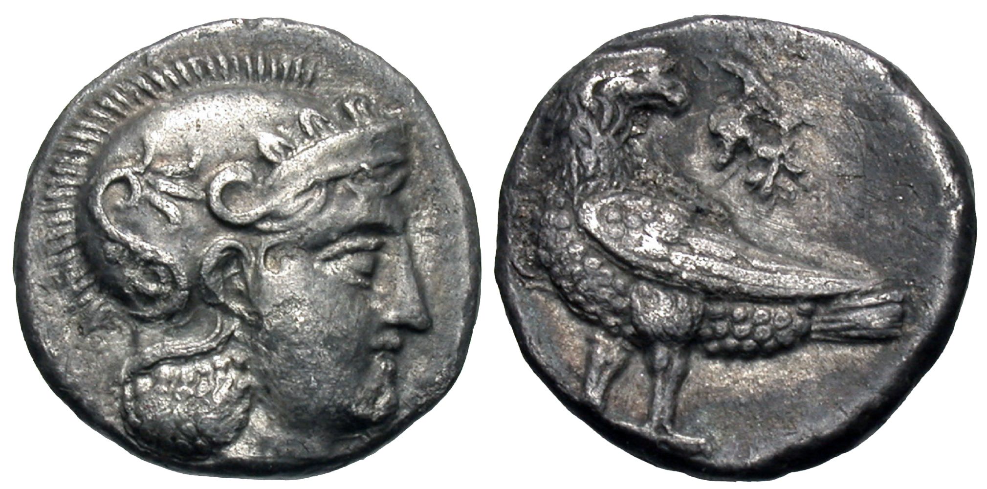 Baktria, Local Issues. AR Drachm. Athena / Eagle. | Greek Coins