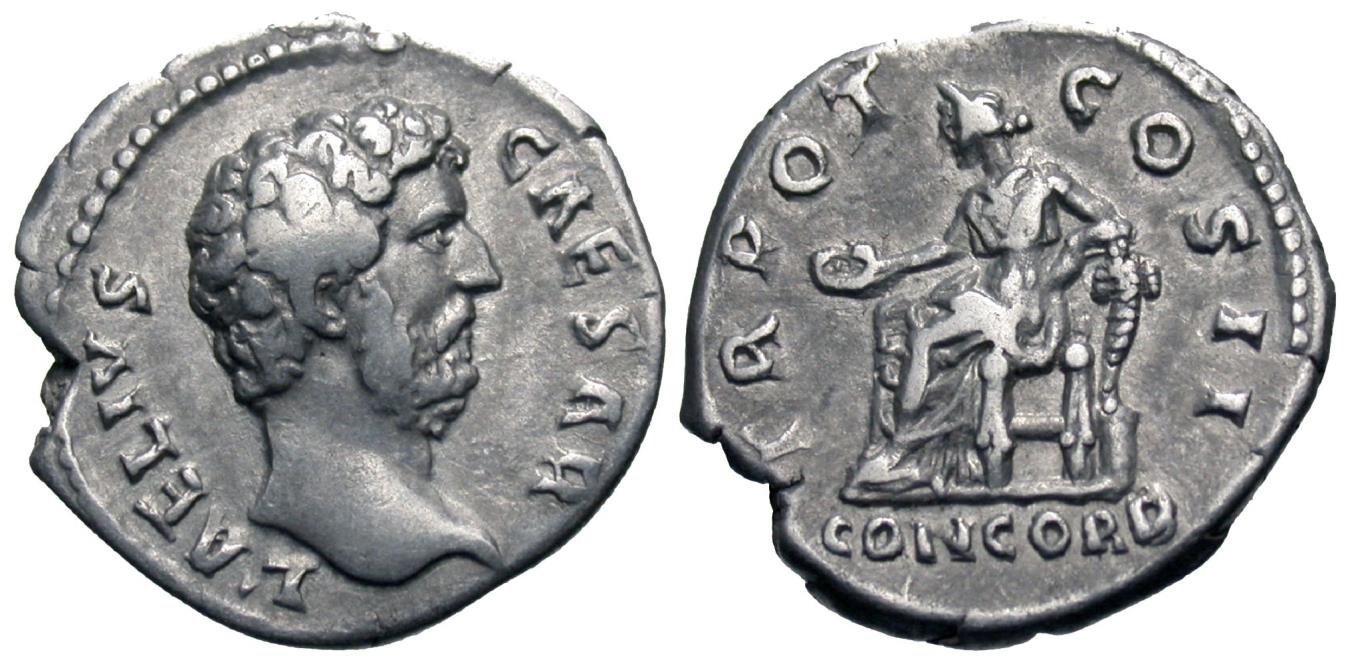 Aelius. AR Denarius. Concordia. | Roman Imperial Coins