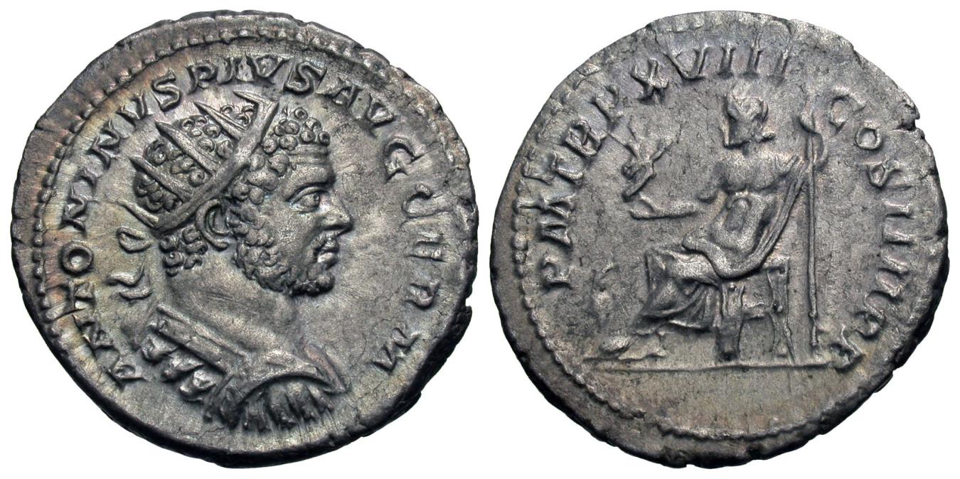 Caracalla. AR Antoninianus. Jupiter. Lustrous. | Roman Imperial Coins