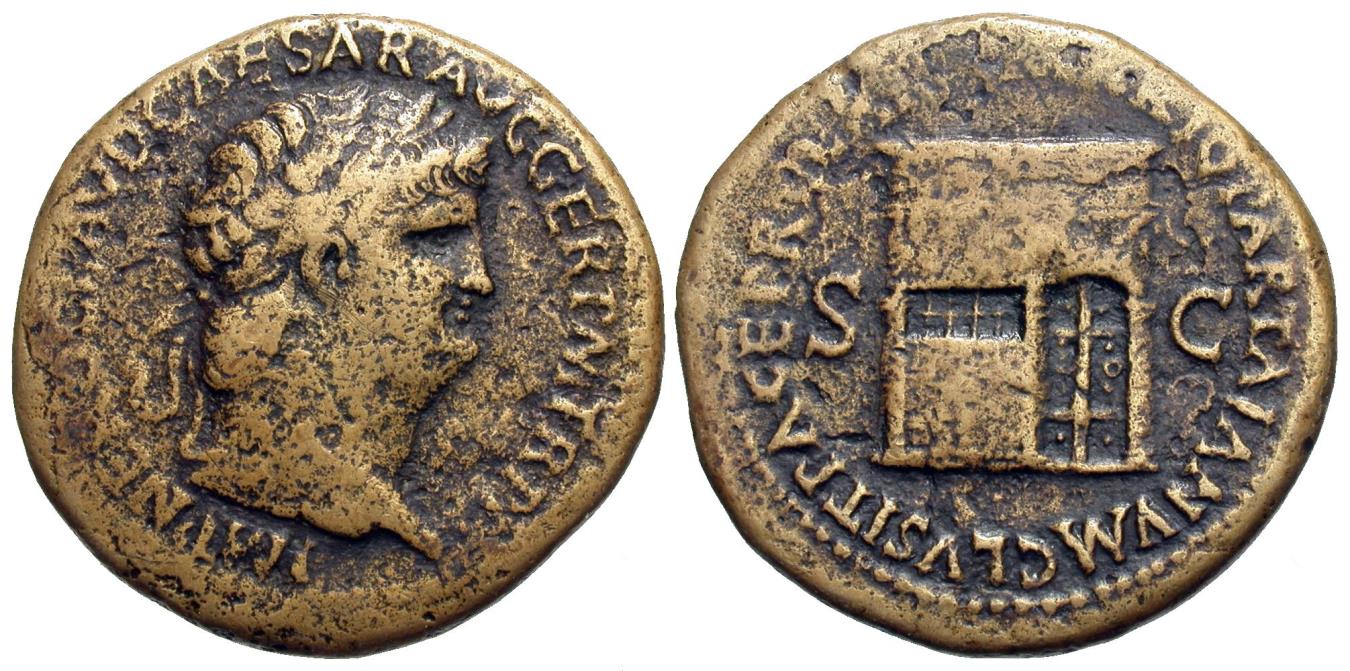 Nero. Æ Sestertius. Temple of Janus. | Roman Imperial Coins