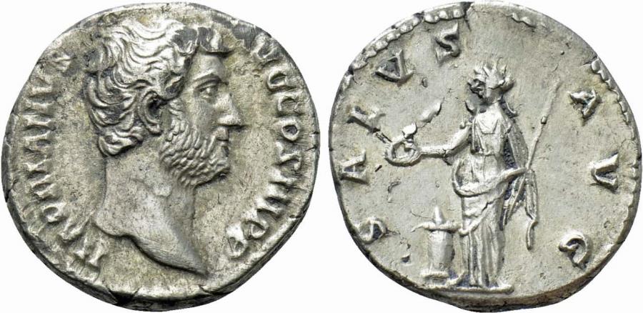 Hadrian. AR Denarius. Salus. | Roman Imperial Coins