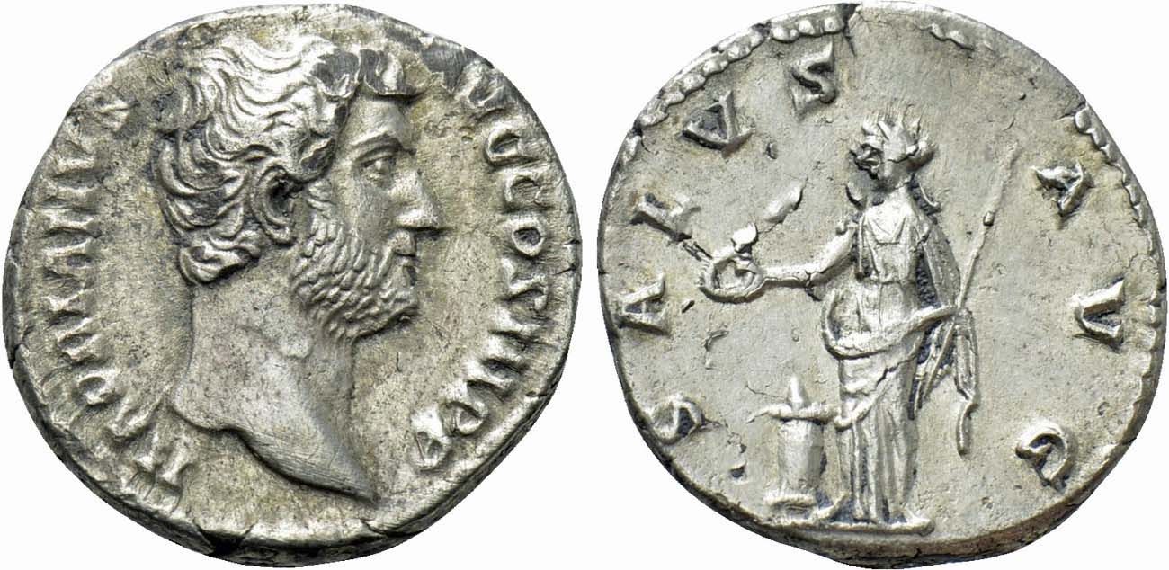 Hadrian. AR Denarius. Salus. | Roman Imperial Coins