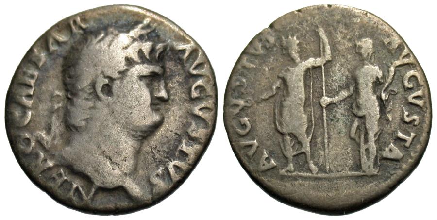 Nero. AR Denarius. Nero and Messalina. | Roman Imperial Coins