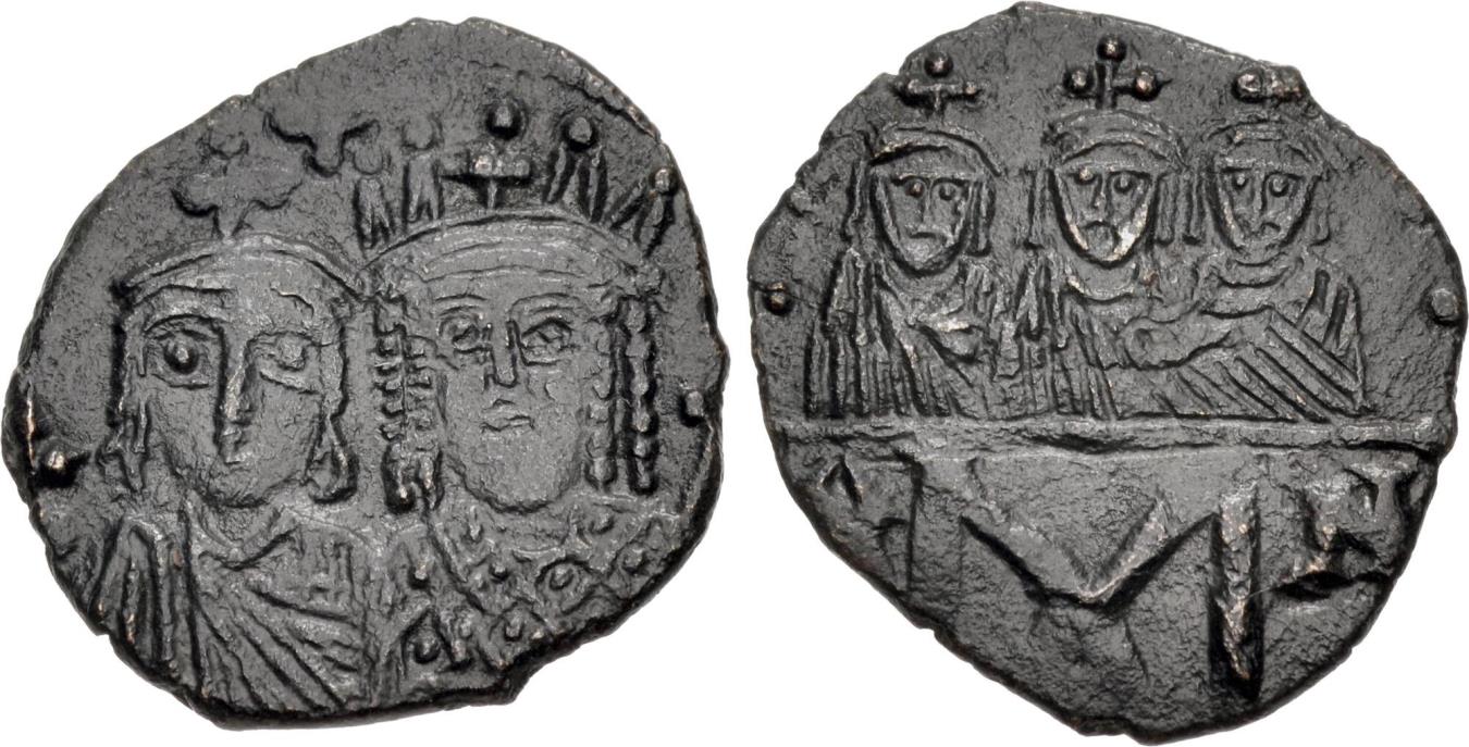 Byzantine Empire. Constantine VI & Irene, with Leo III, Constantine V, and Leo IV. Æ Follis ...