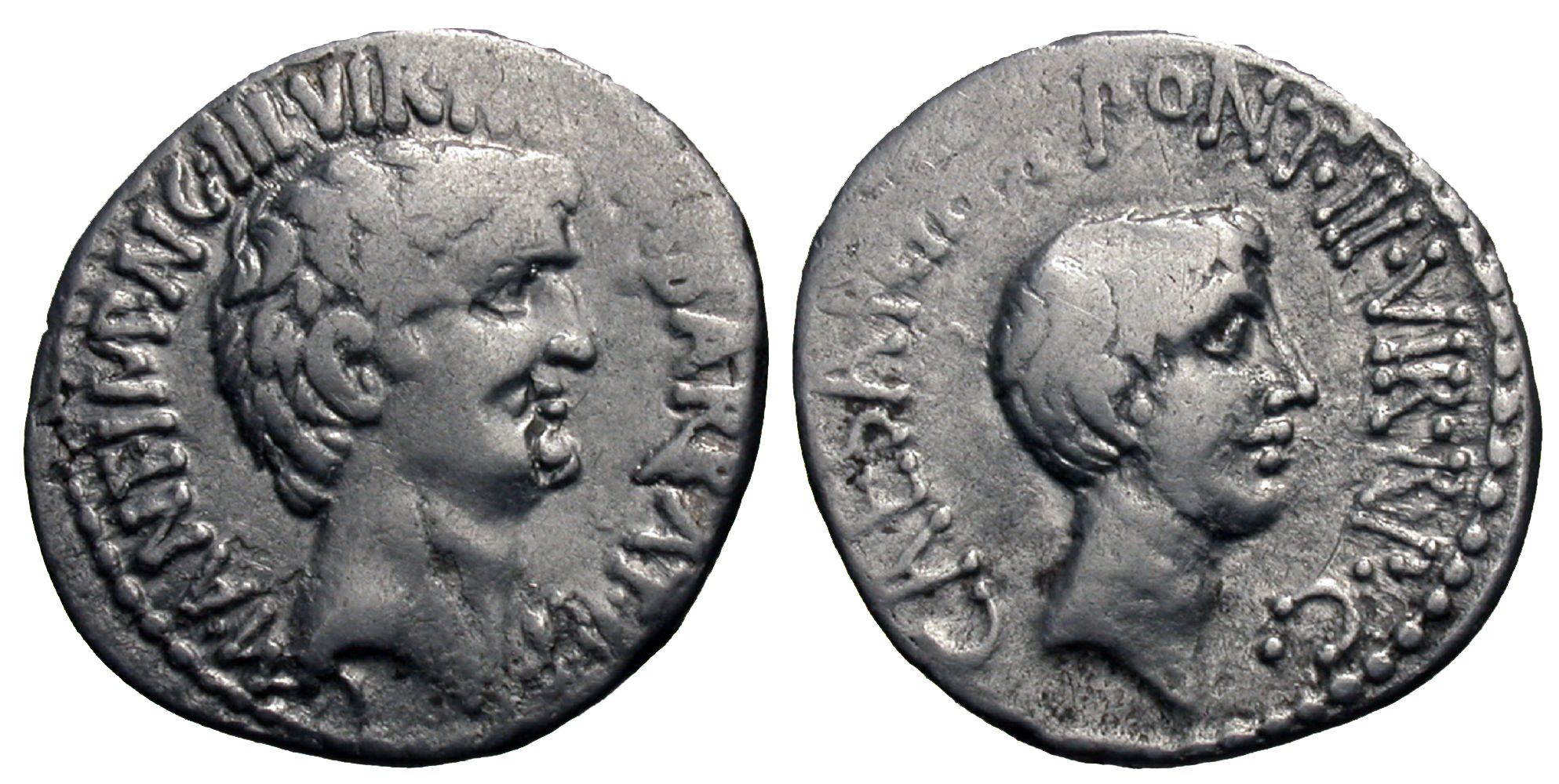 Roman Imperatorial. Mark Antony & Octavian. AR Denarius. | Roman ...