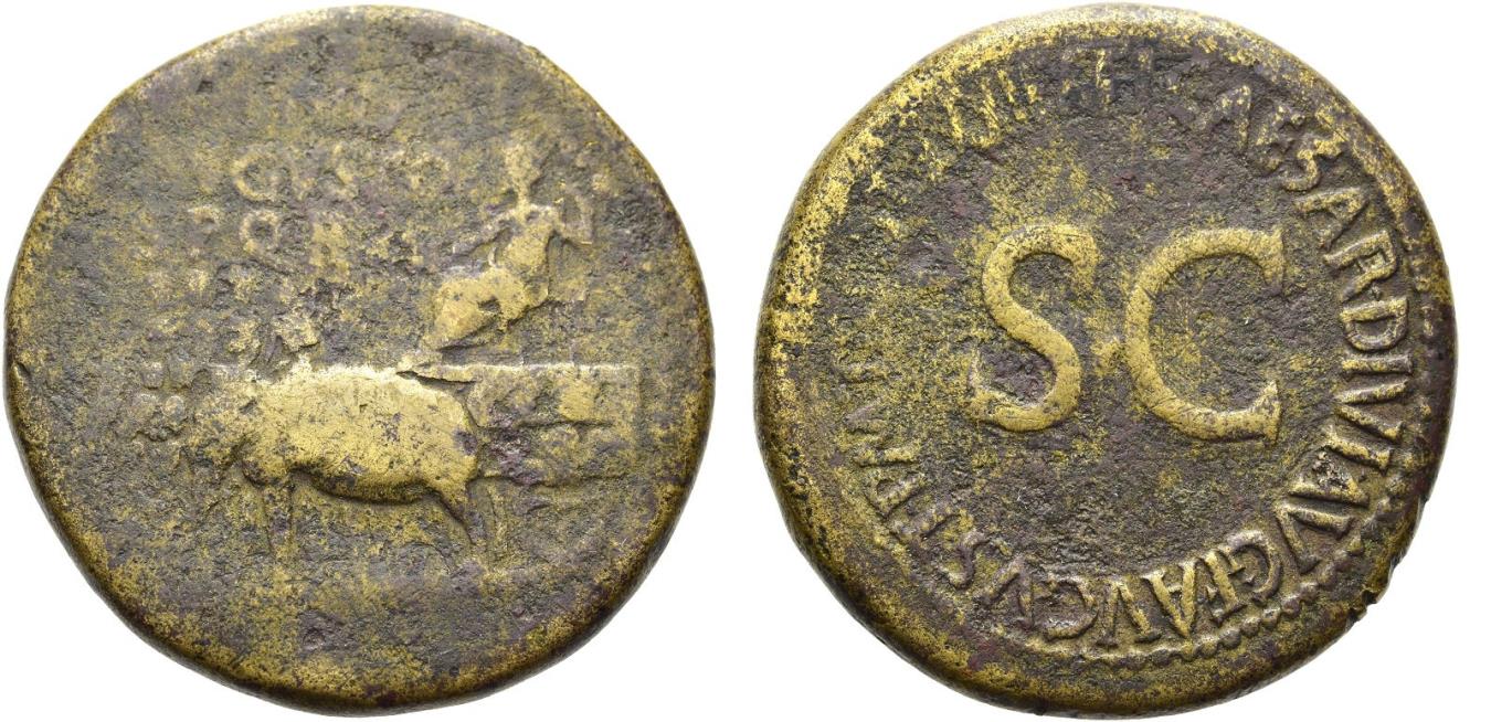 Divus Augustus. Æ Sestertius. Quadriga of Elephants. | Roman Imperial Coins