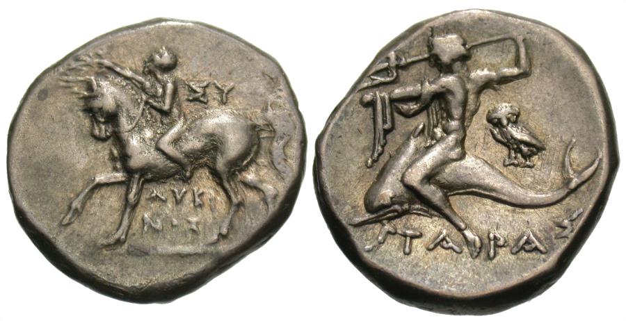 Calabria, Tarentum. AR Nomos. Lovely Old Toning. | Greek Coins