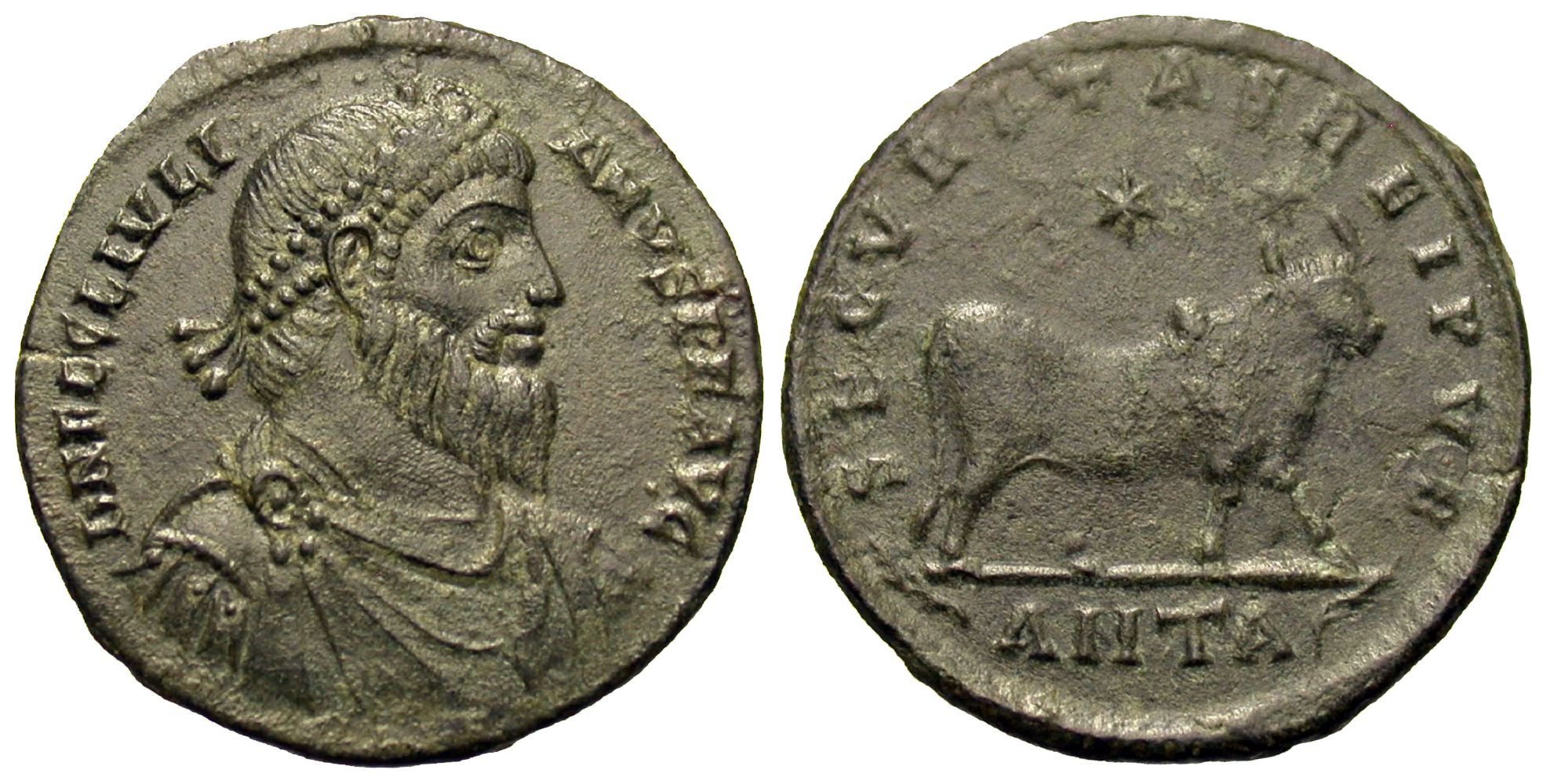 Julian II. Æ 26 mm. Antioch Mint. Bull and Stars. | Roman Imperial Coins