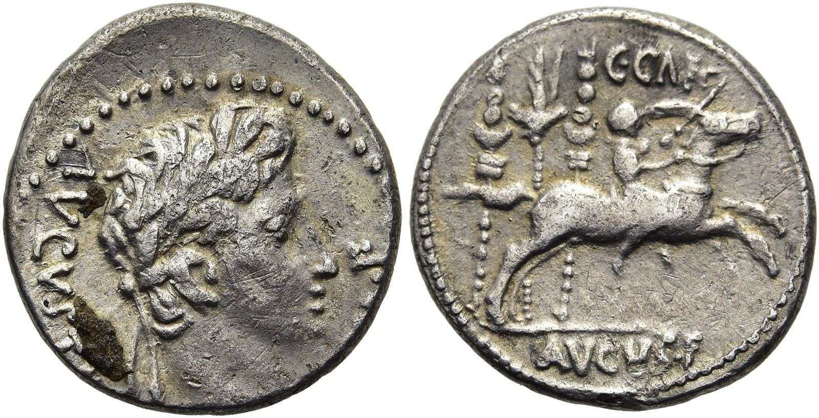 Augustus. 'Fouree' Denarius. Caius Caesar on Horseback. | Roman ...
