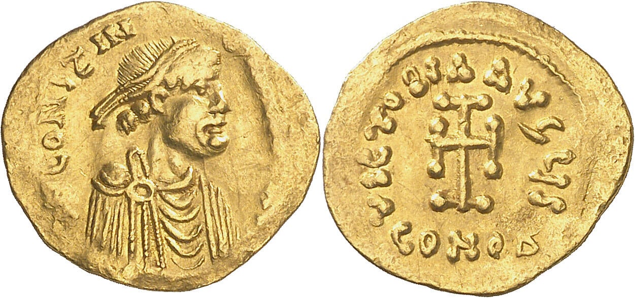 Byzantine Empire. Constantine IV Pogonatus. Gold Tremissis. | Byzantine Coins