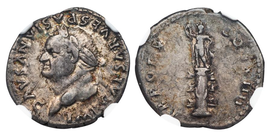 Vespasian. AR Denarius. Rare Head Left. | Roman Imperial Coins