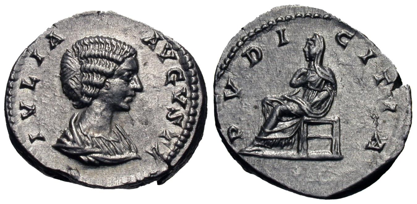 Julia Domna. AR Denarius. Pudicitia. Choice. | Roman Imperial Coins