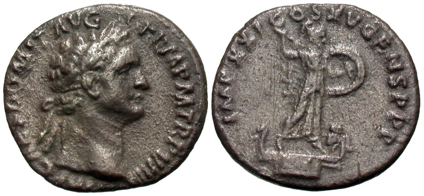 Domitian. AR Denarius. Minerva. | Roman Imperial Coins