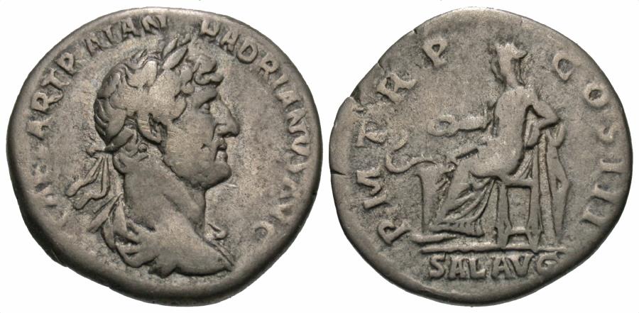 Hadrian. AR Denarius. Salus. | Roman Imperial Coins
