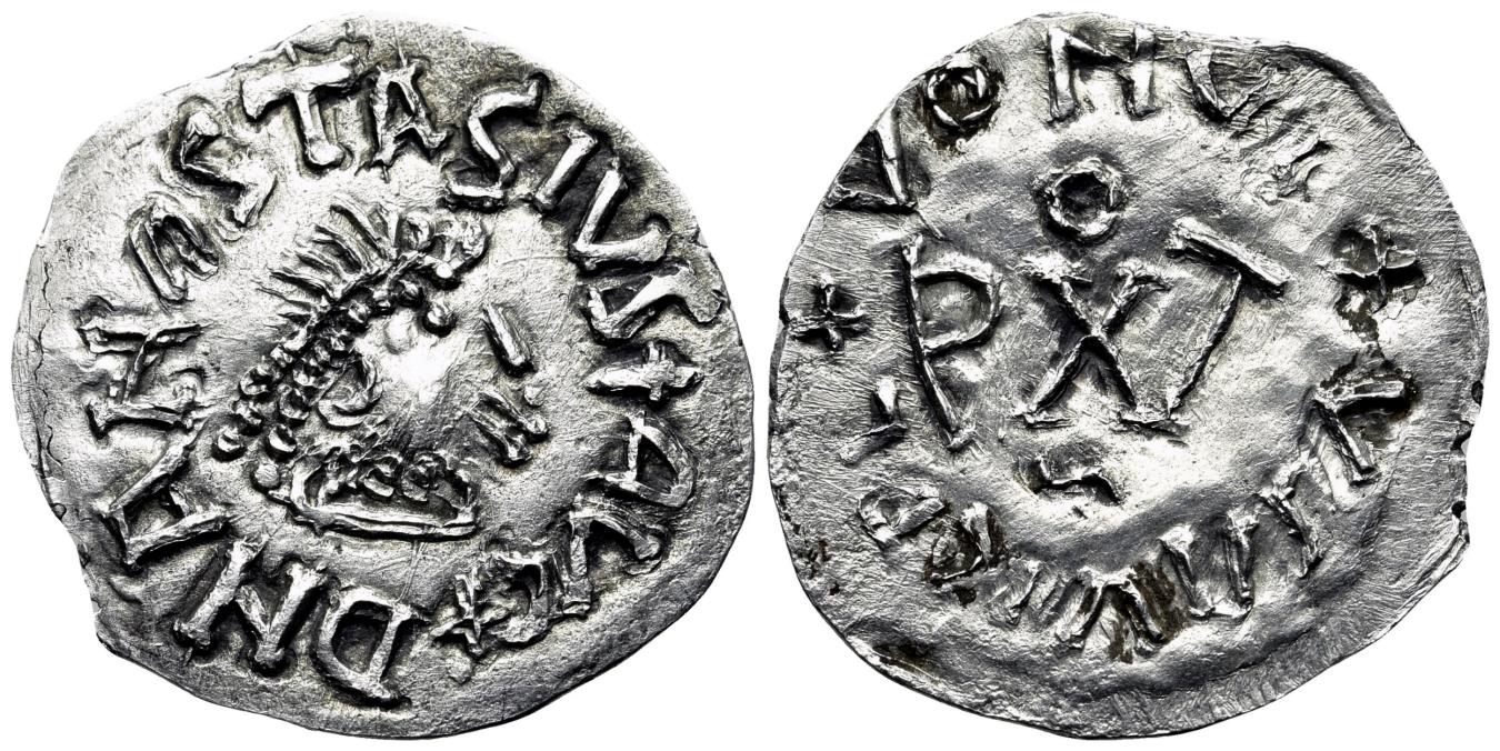 Migration Period, Gepids. In the Name of Anastasius I. AR Quarter ...