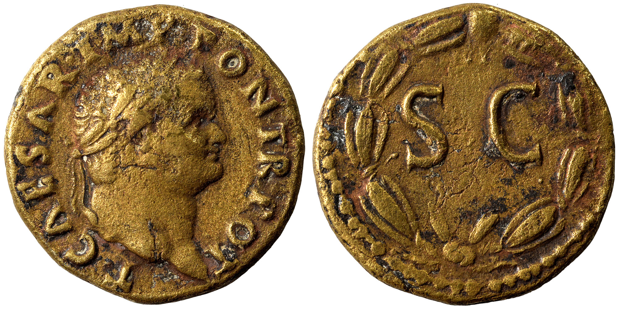 Titus, as Caesar. Orichalcum As. RARE. | Roman Imperial Coins