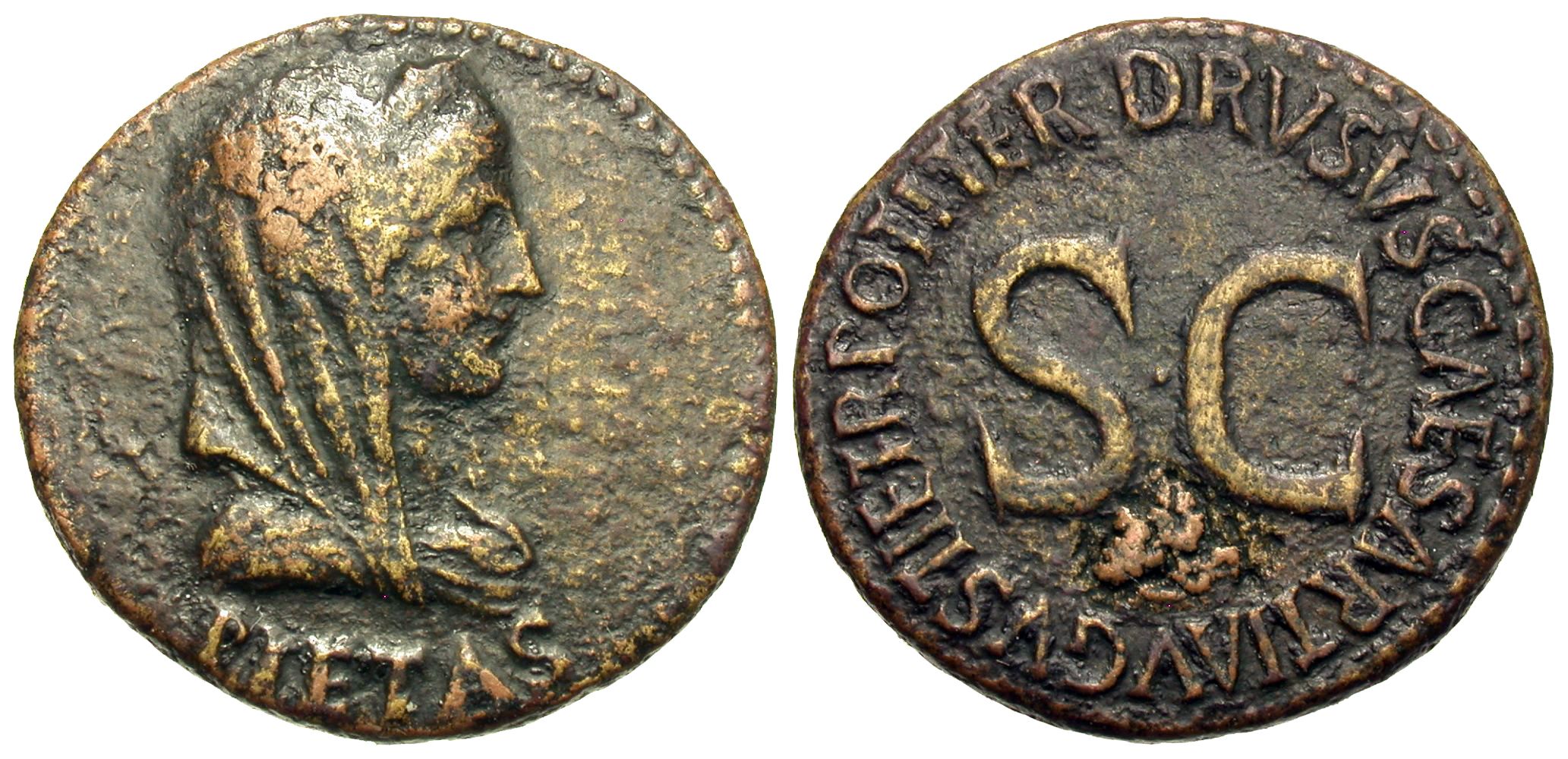 Drusus. Æ Dupondius. Pietas. Former Sanborn Collection. | Roman ...