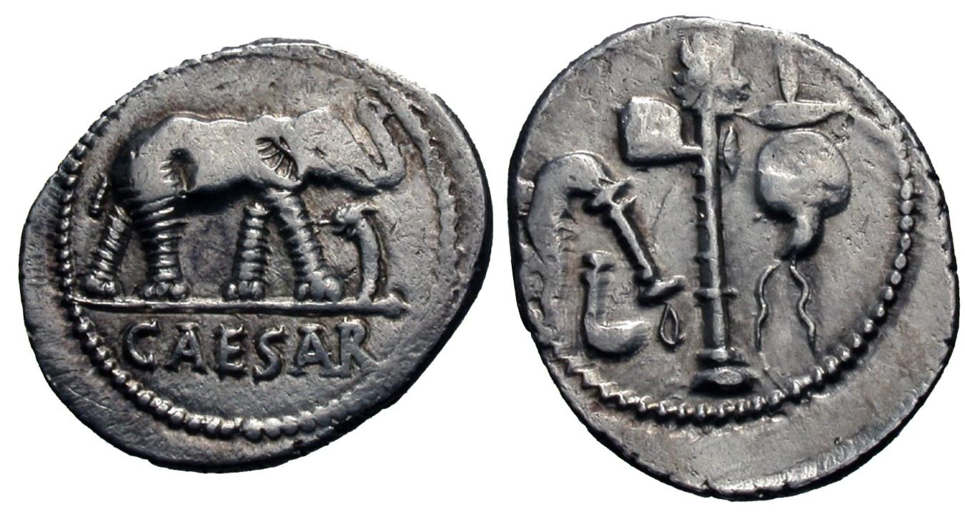 Roman Imperatorial. AR 'Elephant' Denarius. Julius Caesar. | Roman ...