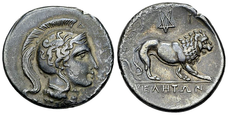 Lucania, Velia. AR Nomos. Athena / Lion. Philistion Group. | Greek Coins