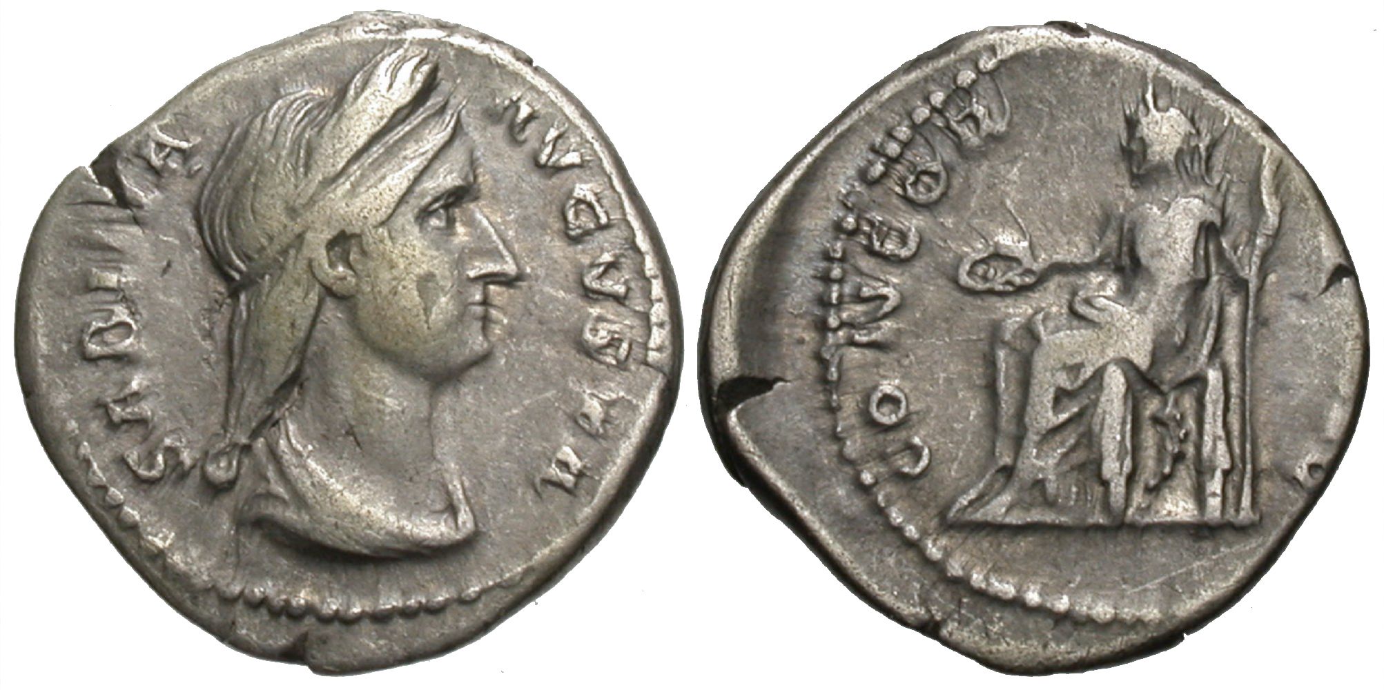 Sabina. AR Denarius. Concordia. | Roman Imperial Coins