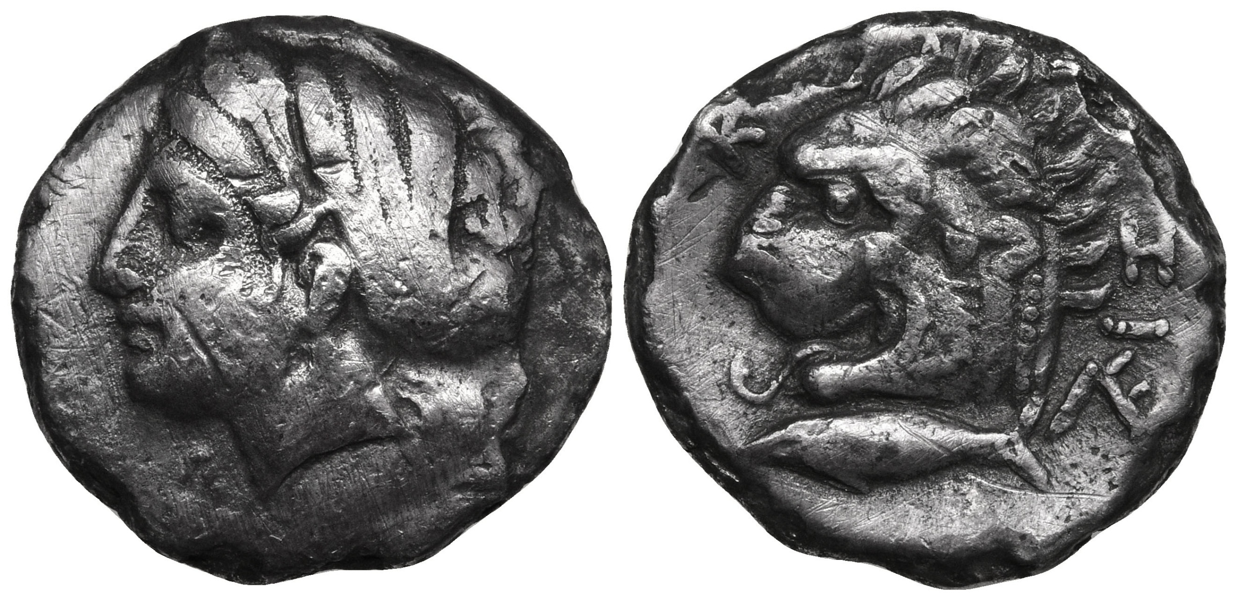 Mysia, Kyzikos. AR Drachm. Kore / Lion. RARE. | Greek Coins