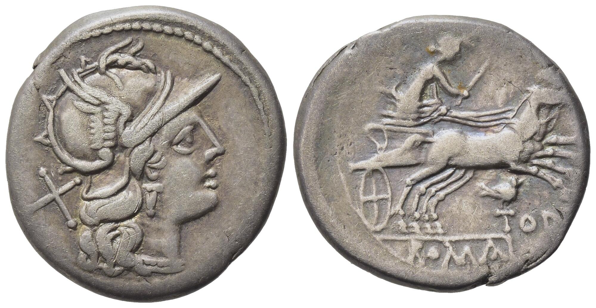 Roman Republic. Anonymous. AR Denarius. Roma / Luna. | Roman Republican ...