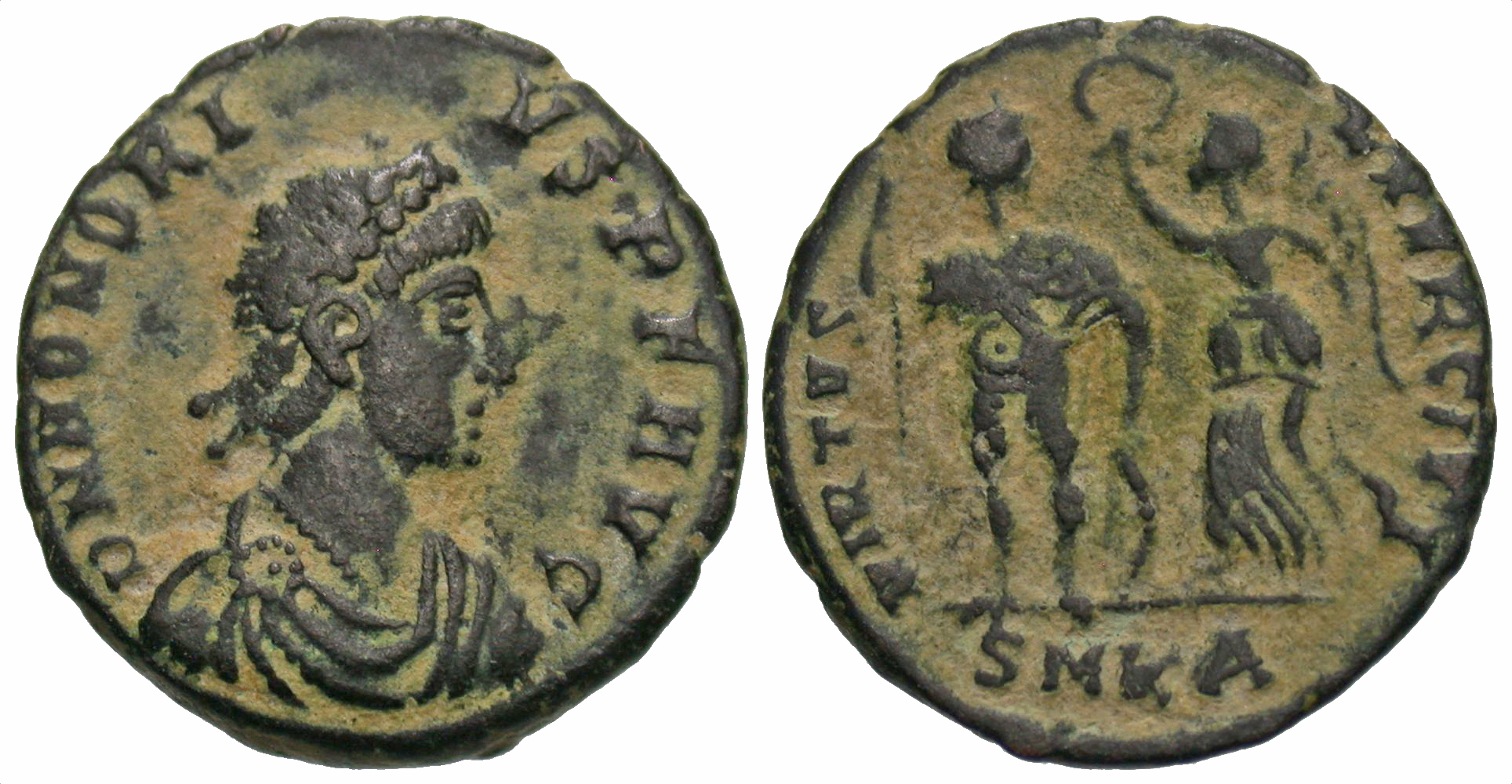 Honorius. Æ. Cyzicus Mint. Victory Crowns Emperor. | Roman Imperial Coins