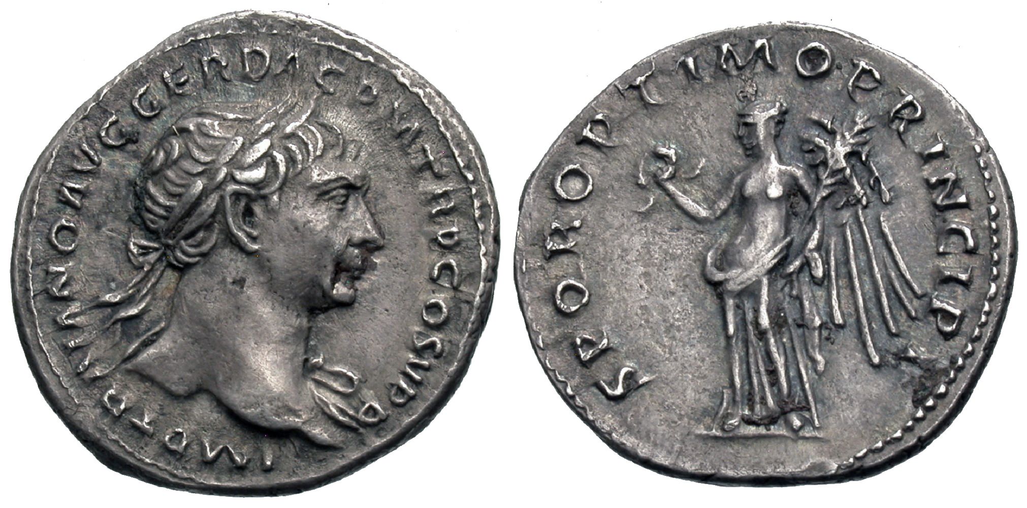 Trajan. AR Denarius. Victory. | Roman Imperial Coins