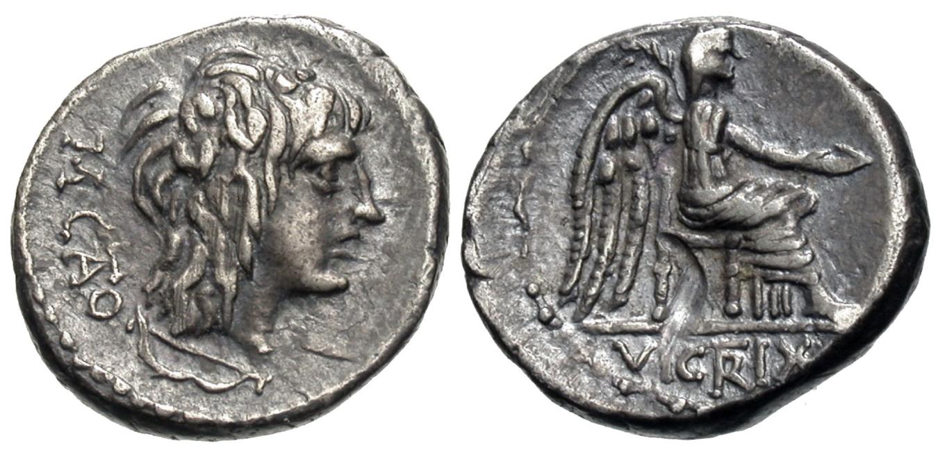 Roman Republic. M. Cato. AR Quinarius. | Roman Republican Coins