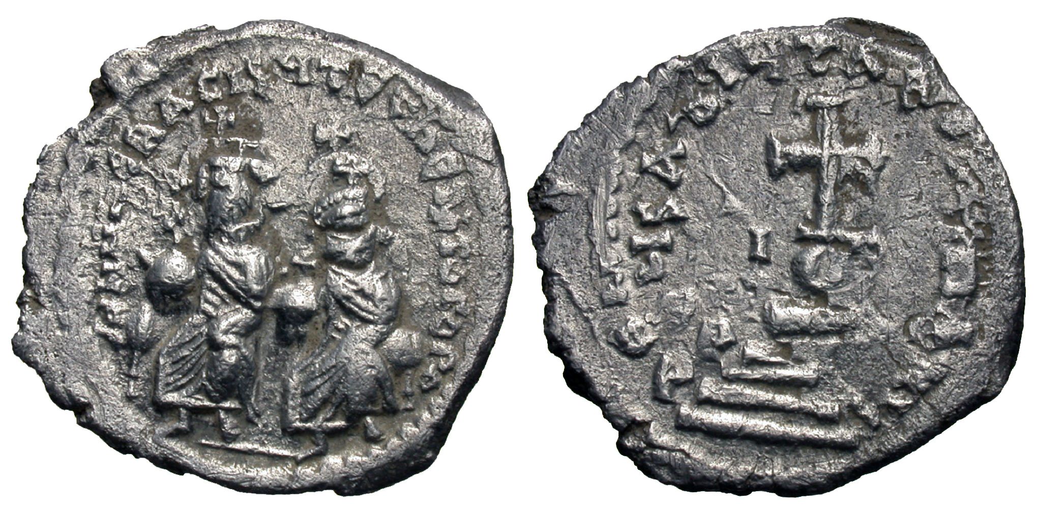 Byzantine Empire. Heraclius, with Heraclius Constantine. AR Hexagram.