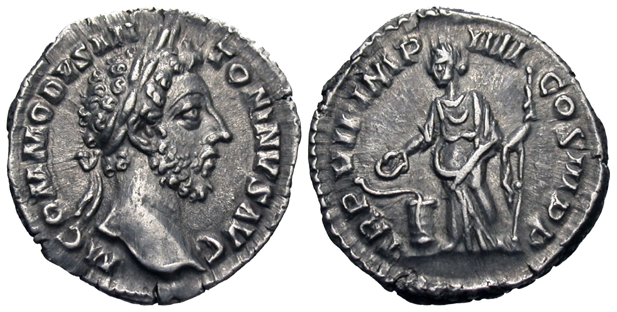 Commodus. AR Denarius. Salus. | Roman Imperial Coins