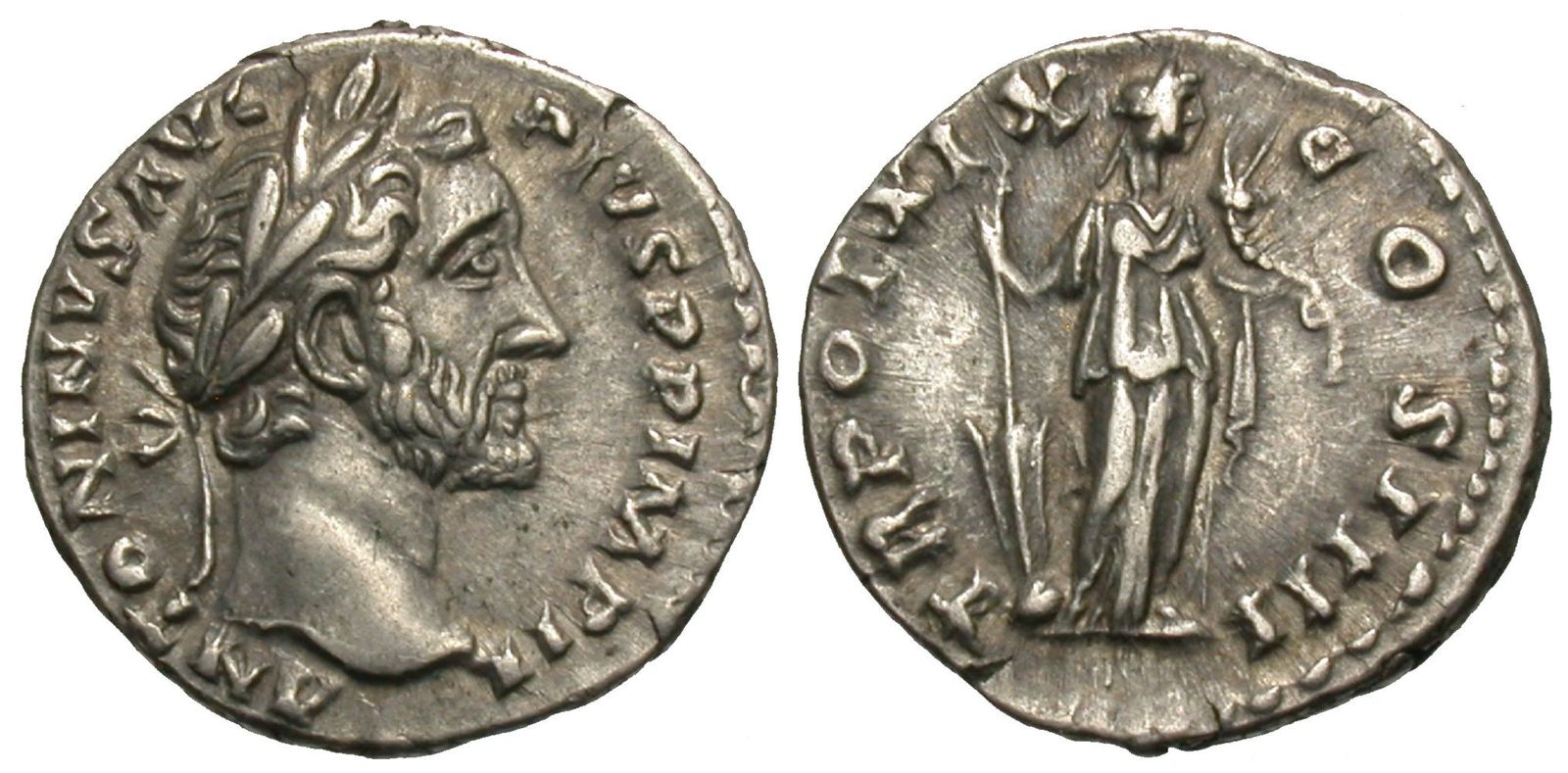 Antoninus Pius. AR Denarius. Fortuna. | Roman Imperial Coins