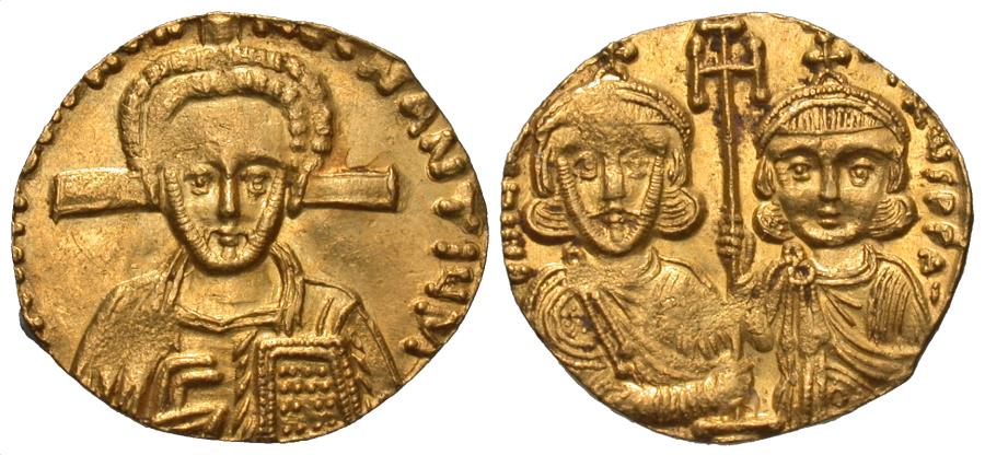 Byzantine Empire. Justinian II, with Tiberius. Second Reign. AV ...