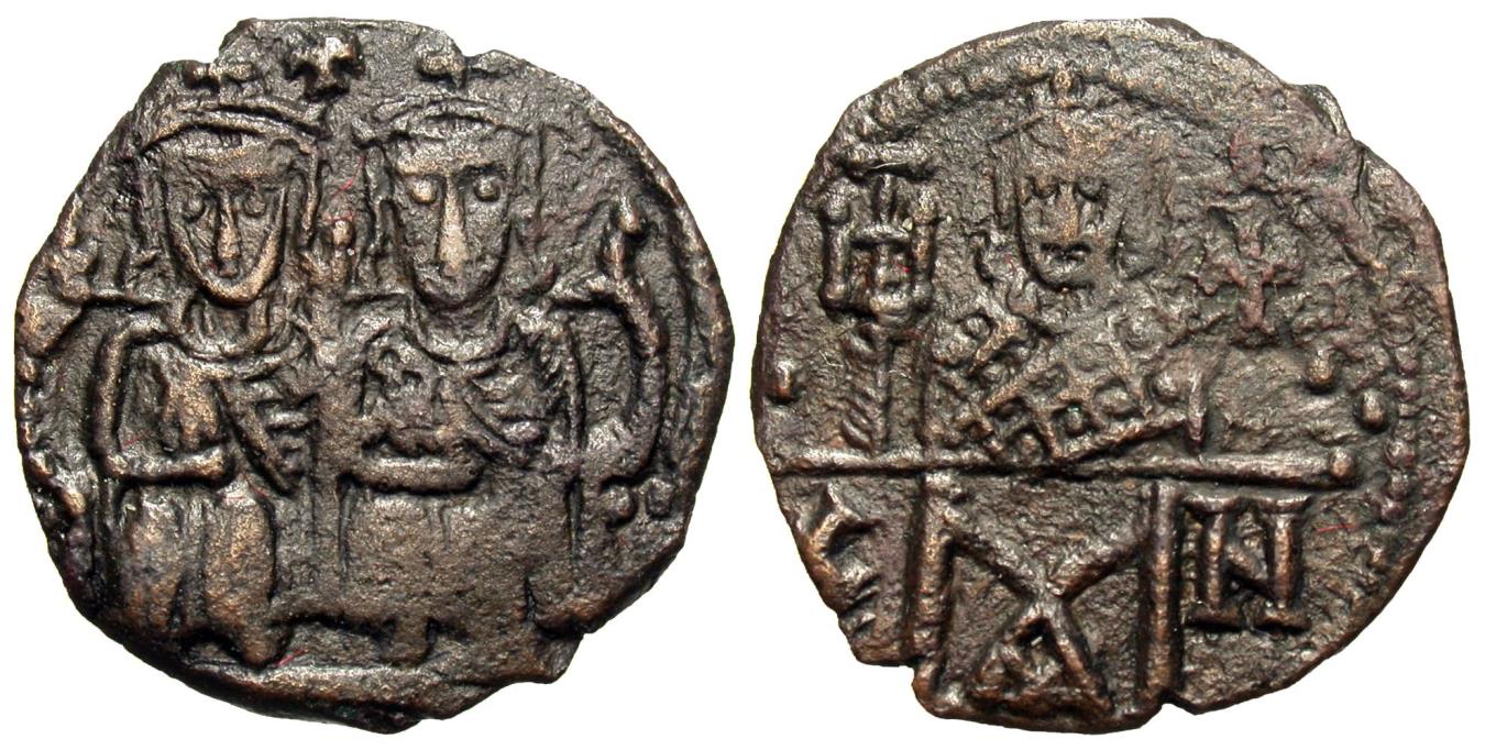 Byzantine Empire. Constantine V, with Leo IV. Æ Follis. | Byzantine Coins